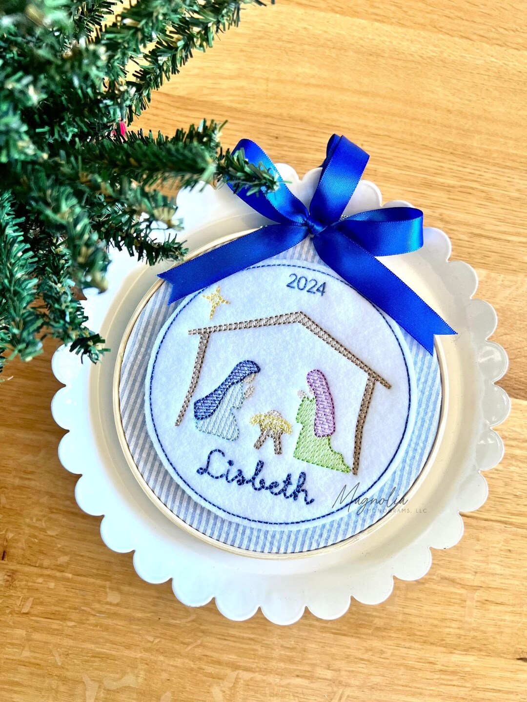 Embroidered Nativity Christmas Ornament: Personalized Keepsake Gift - Etsy