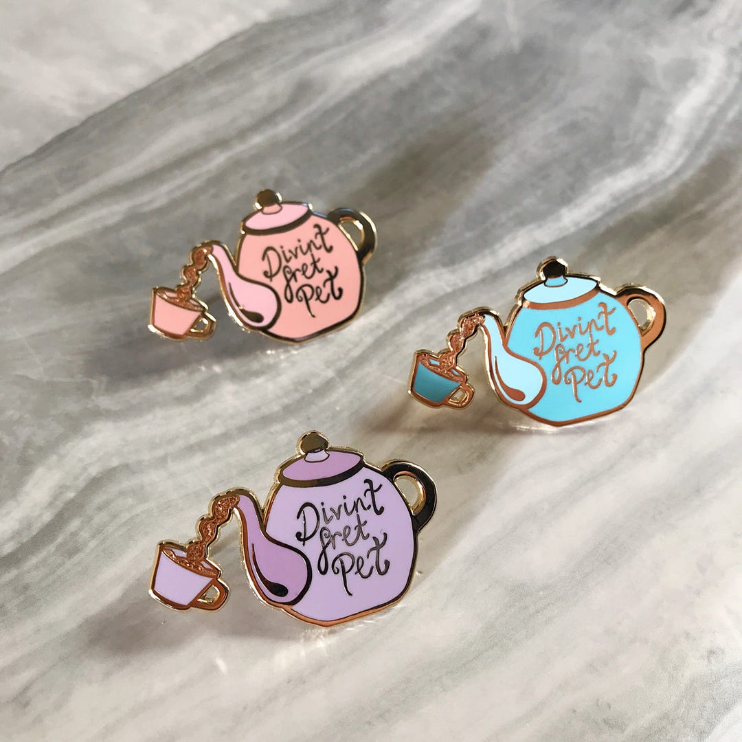 TEAPOT ENAMEL PIN With Glittery Tea - Northern Cuppa! - Etsy