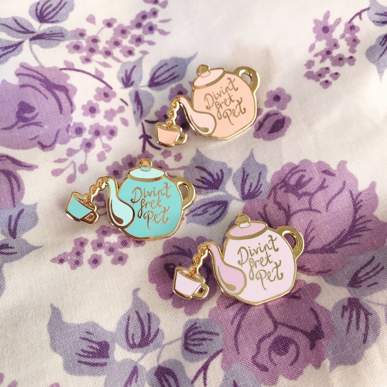 TEAPOT ENAMEL PIN With Glittery Tea Northern Cuppa - Etsy