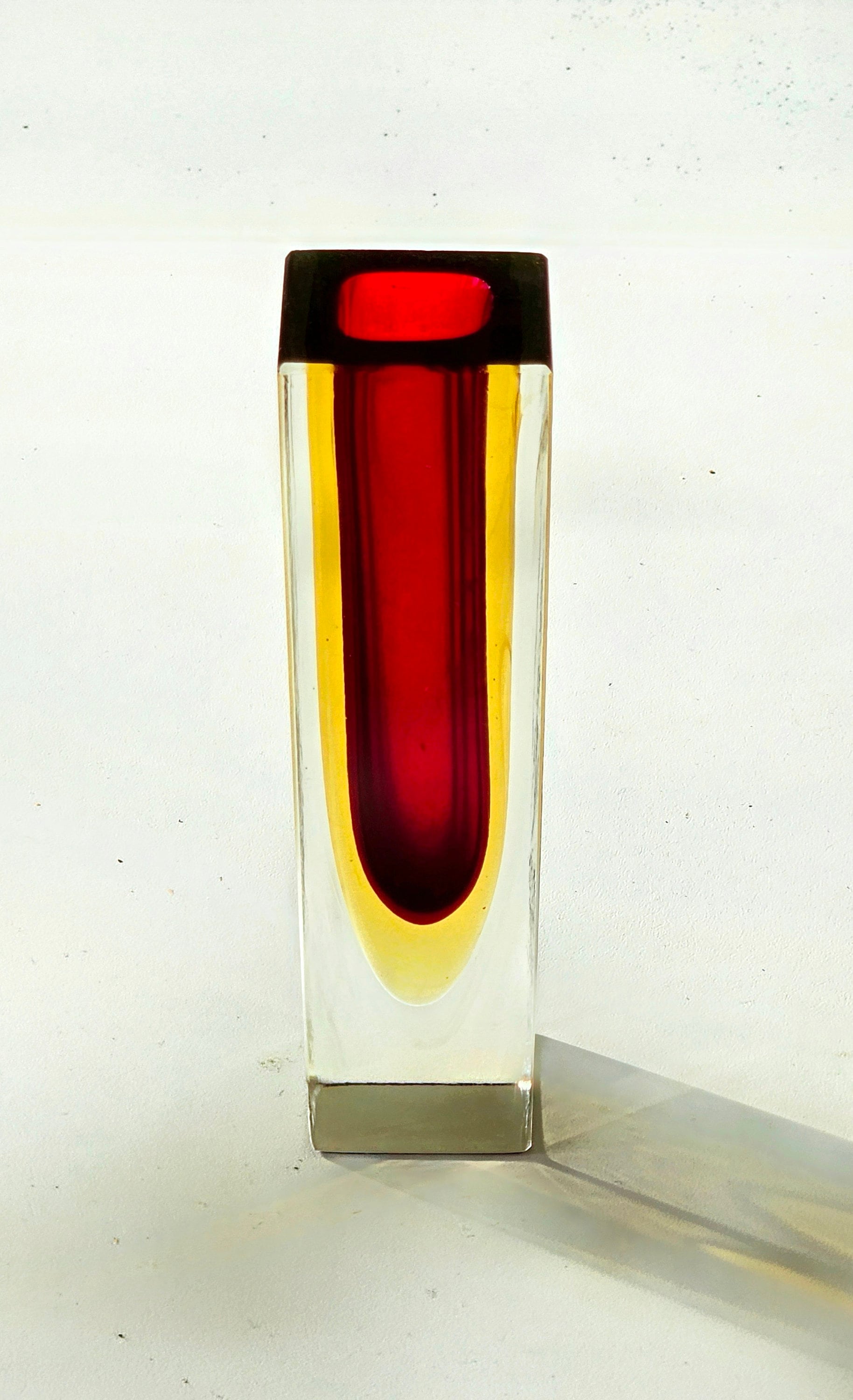Flavio Poli Murano Block Glass Vase Midcentury Modern Venini Italy ...