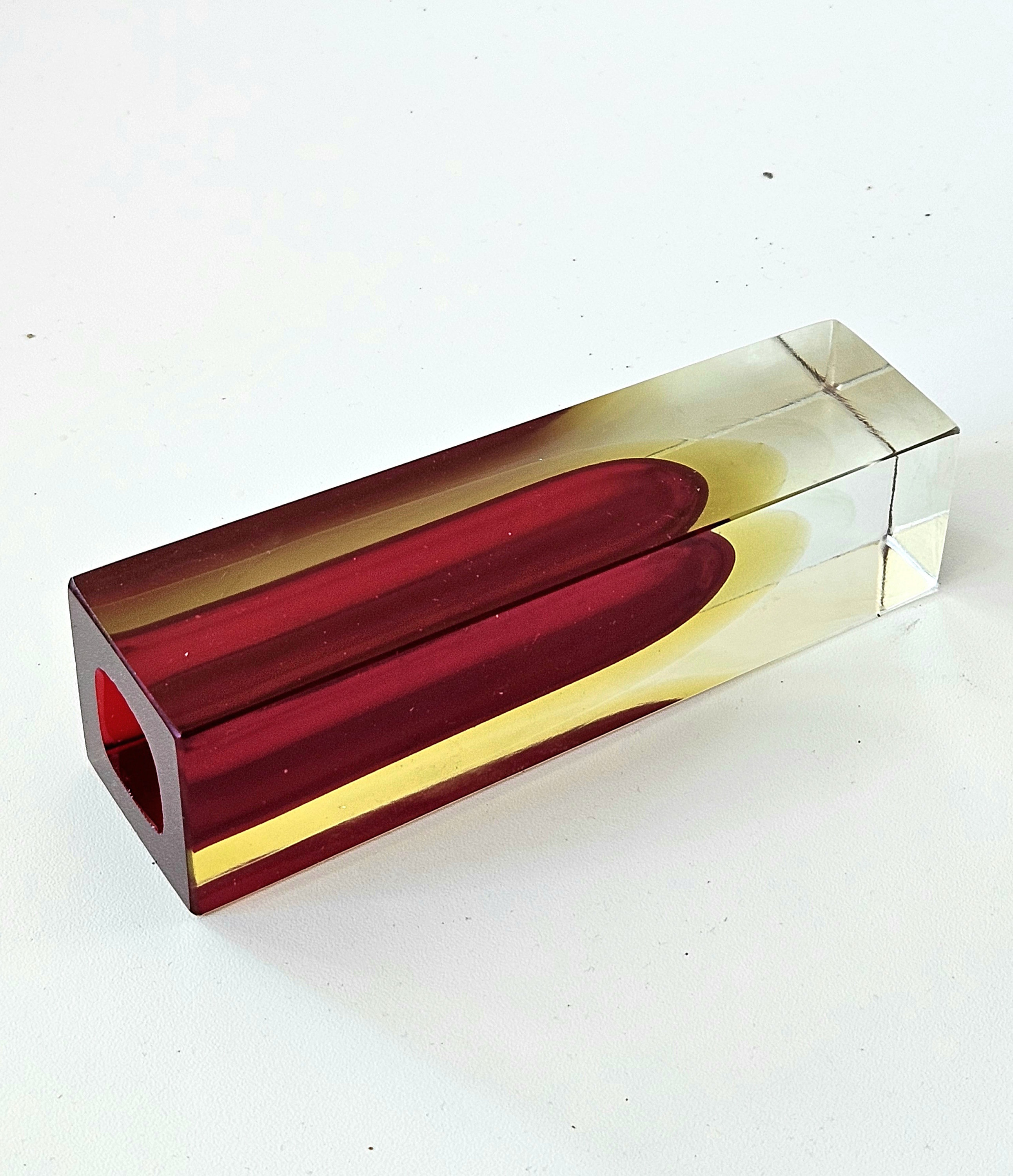 Flavio Poli Murano Block Glass Vase Midcentury Modern Venini - Etsy