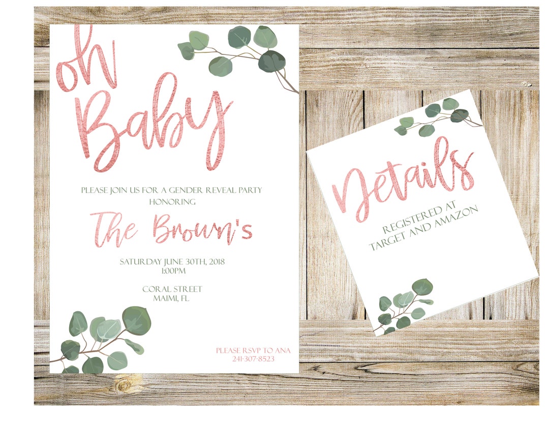 Baby Shower Invitations Greenery Invitations Modern Baby - Etsy