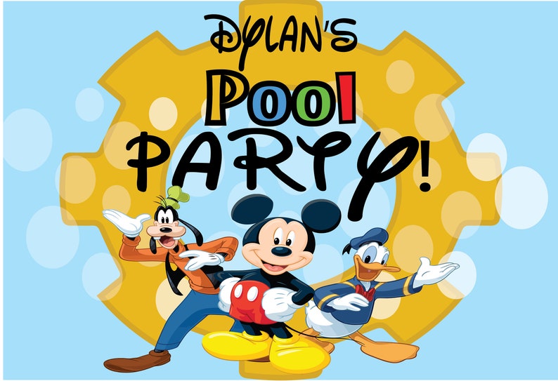 Pool Party Sign Party Sign Mickey Mouse Sign - Etsy UK