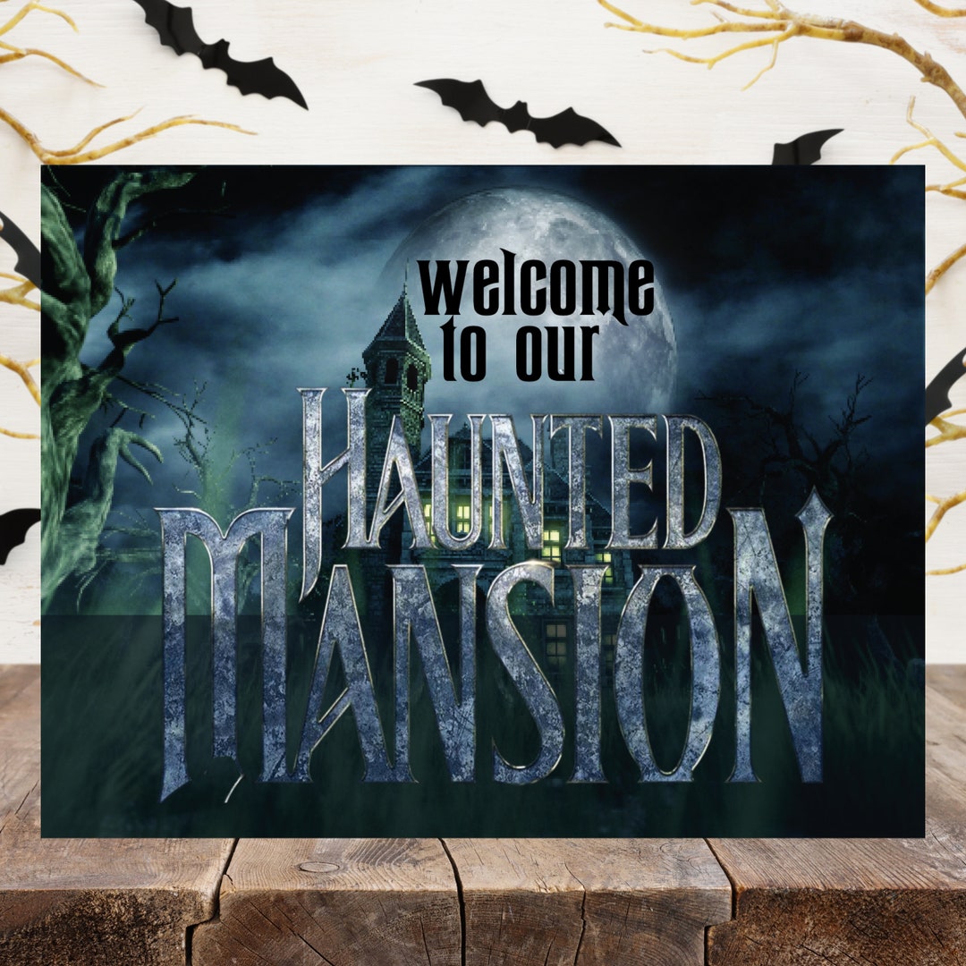 Haunted Mansion Decor Haunted Mansion Backdrop Halloween Sign Halloween ...