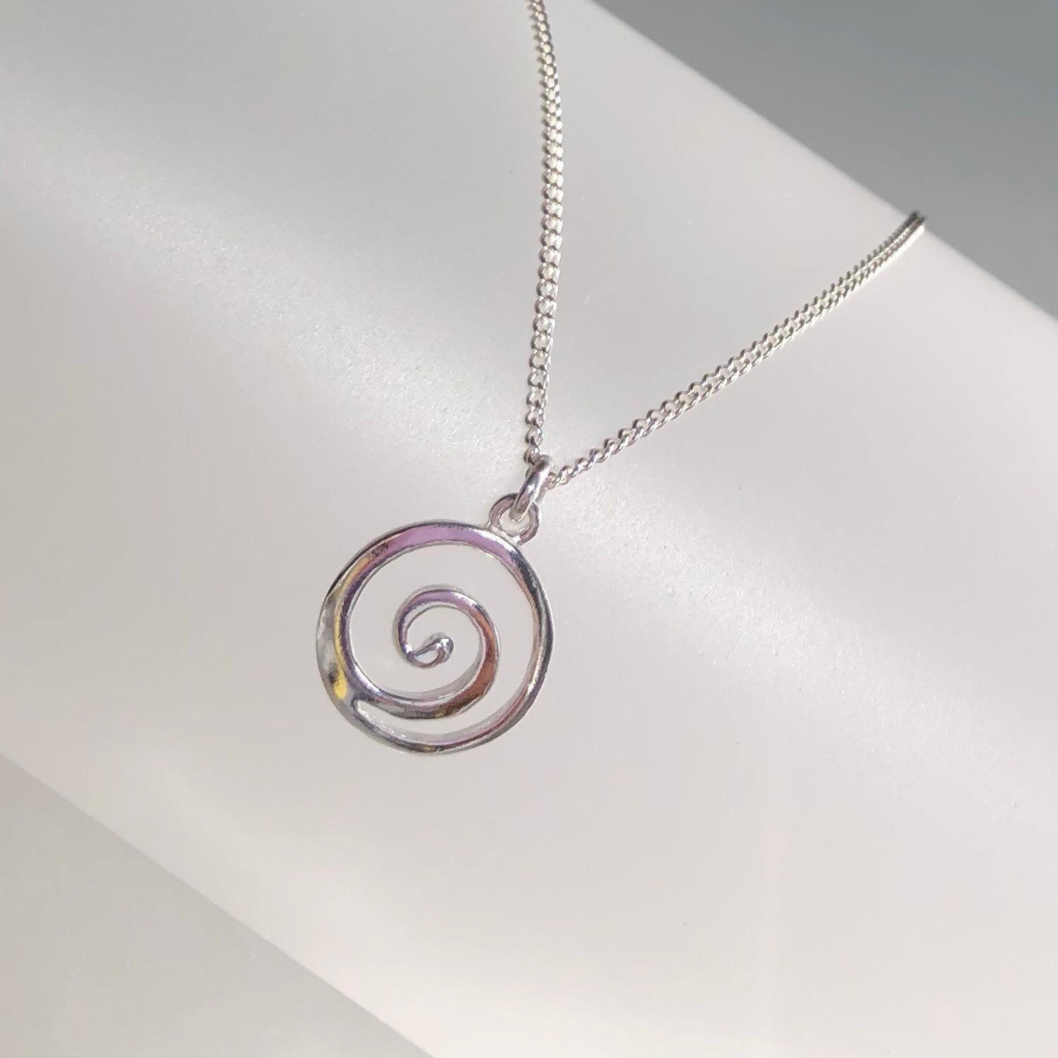 Sterling Silver Swirl Necklace, Spiral Wave Necklace, Sterling Swirl ...