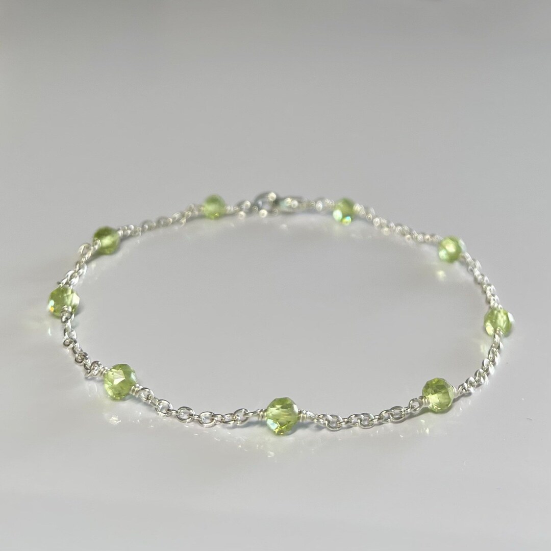Dainty Peridot Bracelet, Delicate August Birthstone Peridot Gift ...