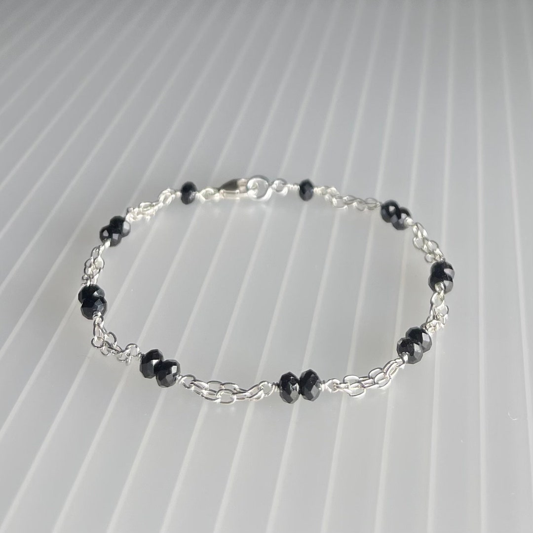 Black Gemstone Bracelet, Black Tourmaline Bracelet, Grounding Black ...