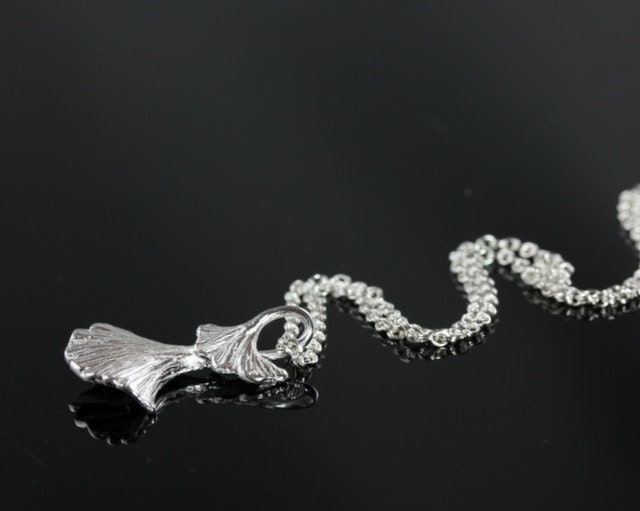 Sterling Silver Gingko Leaf Necklace Double Gingko Leaf - Etsy