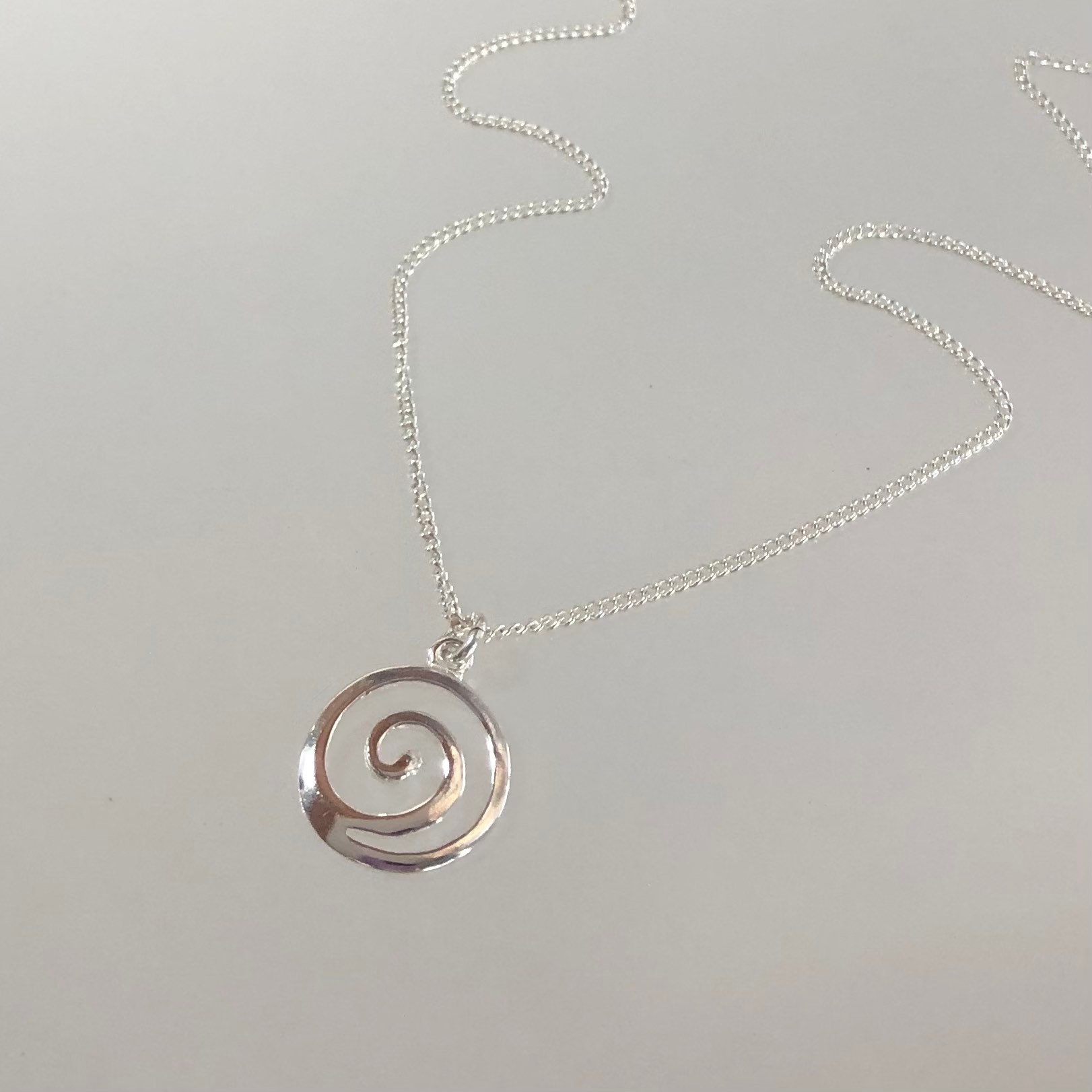 Sterling Silver Swirl Necklace, Spiral Wave Necklace, Sterling Swirl ...
