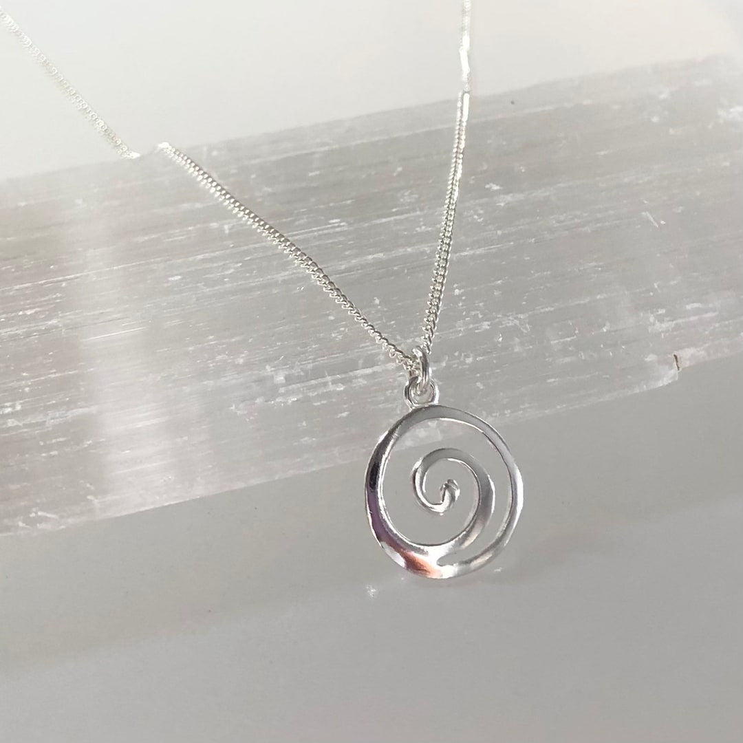 Sterling Silver Swirl Necklace, Spiral Wave Necklace, Sterling Swirl ...