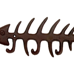 Fishbone Cast Iron Hanger Skeleton Nautical Key Leash Wall | Etsy