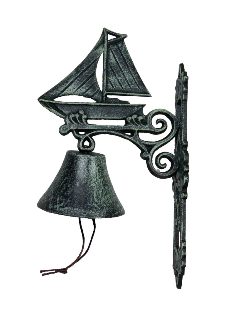 Cast Iron Doorbell Sail Boat Decorative Hanging Door Bell Antique Rust ...