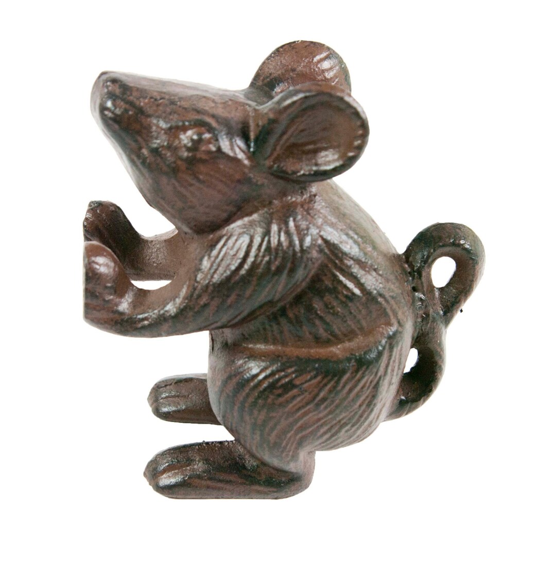 Cast Iron Rat Bookend Figurine Antique Rust Statue Ornament Mouse ...