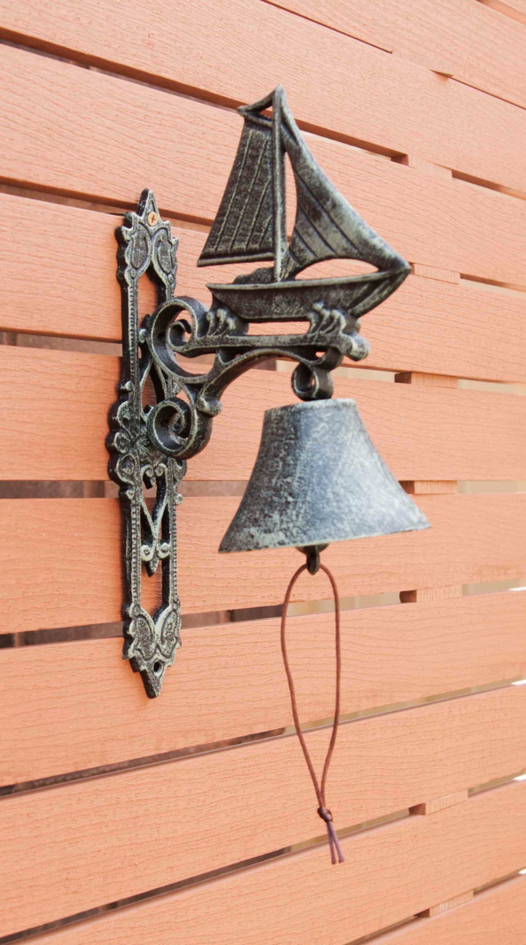 Cast Iron Doorbell Sail Boat Decorative Hanging Door Bell Antique Rust ...