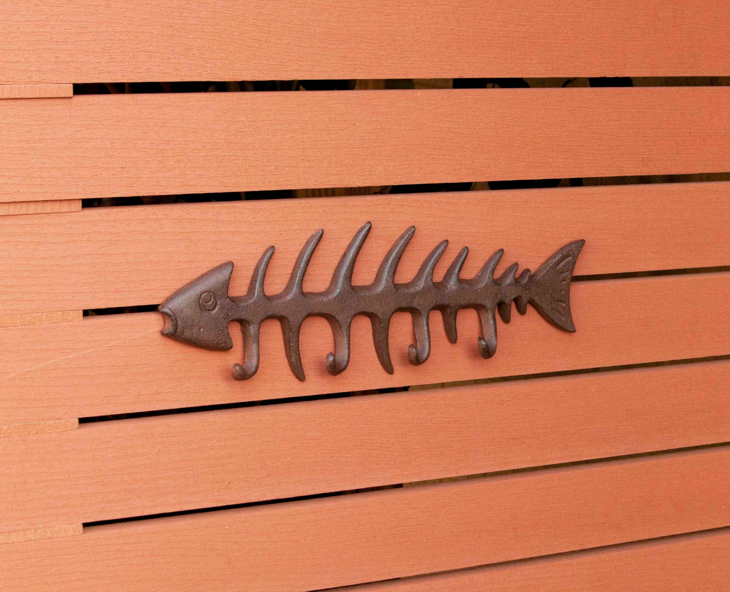 Fishbone Cast Iron Hanger Skeleton Nautical Key Leash Wall | Etsy