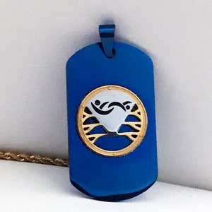 Blue Dog Tag Necklace With Swinger Symbol Pendant - Etsy