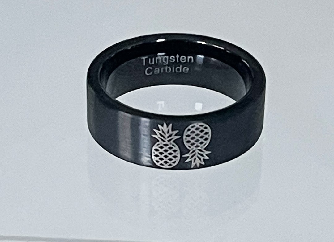 Black Tungsten Carbide Swinger Ring: Pineapple Symbol Discreet Jewelry - Etsy
