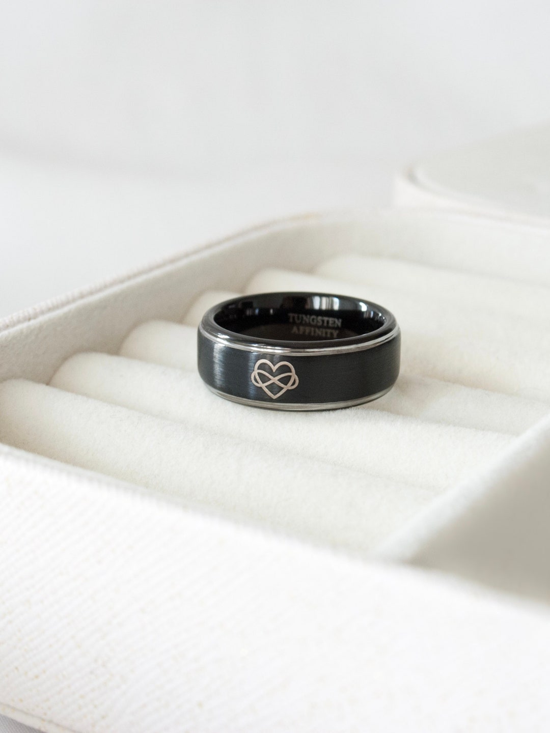 Polyamory Ring, Polyamroy Symbol Black Ring Silver Band, Tungsten, Open ...