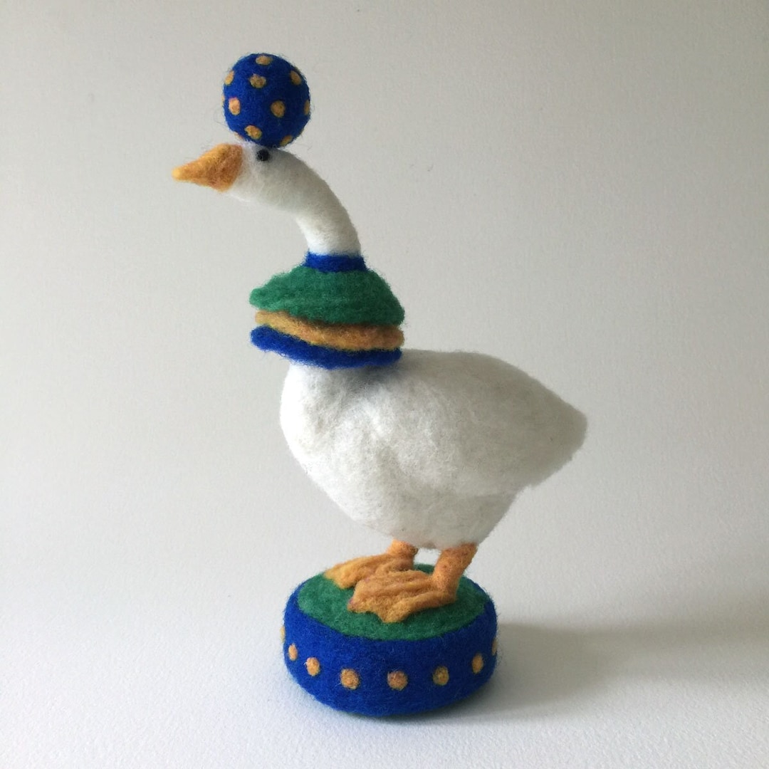 Needle Felted Goose, Goose Sculpture, Circus Art, Wool Bird, Whimsical ...