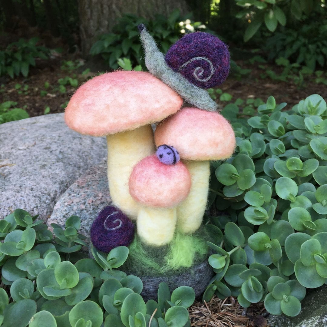 Needle Felted Mushroom Fungi Sculpture Unique Decor Wool - Etsy