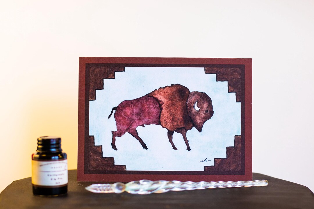 Bison Cards 5x7 (set of Three) Blank Inside With White Envelopes, Are ...