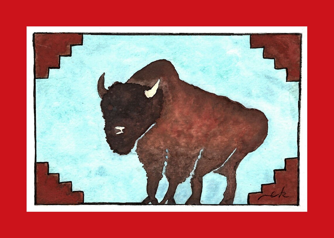 Bison Cards 5x7 set of Three Blank Inside With White Envelopes, Are ...