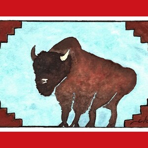 Bison Cards 5x7 (set of Three) Blank Inside With White Envelopes, Are ...