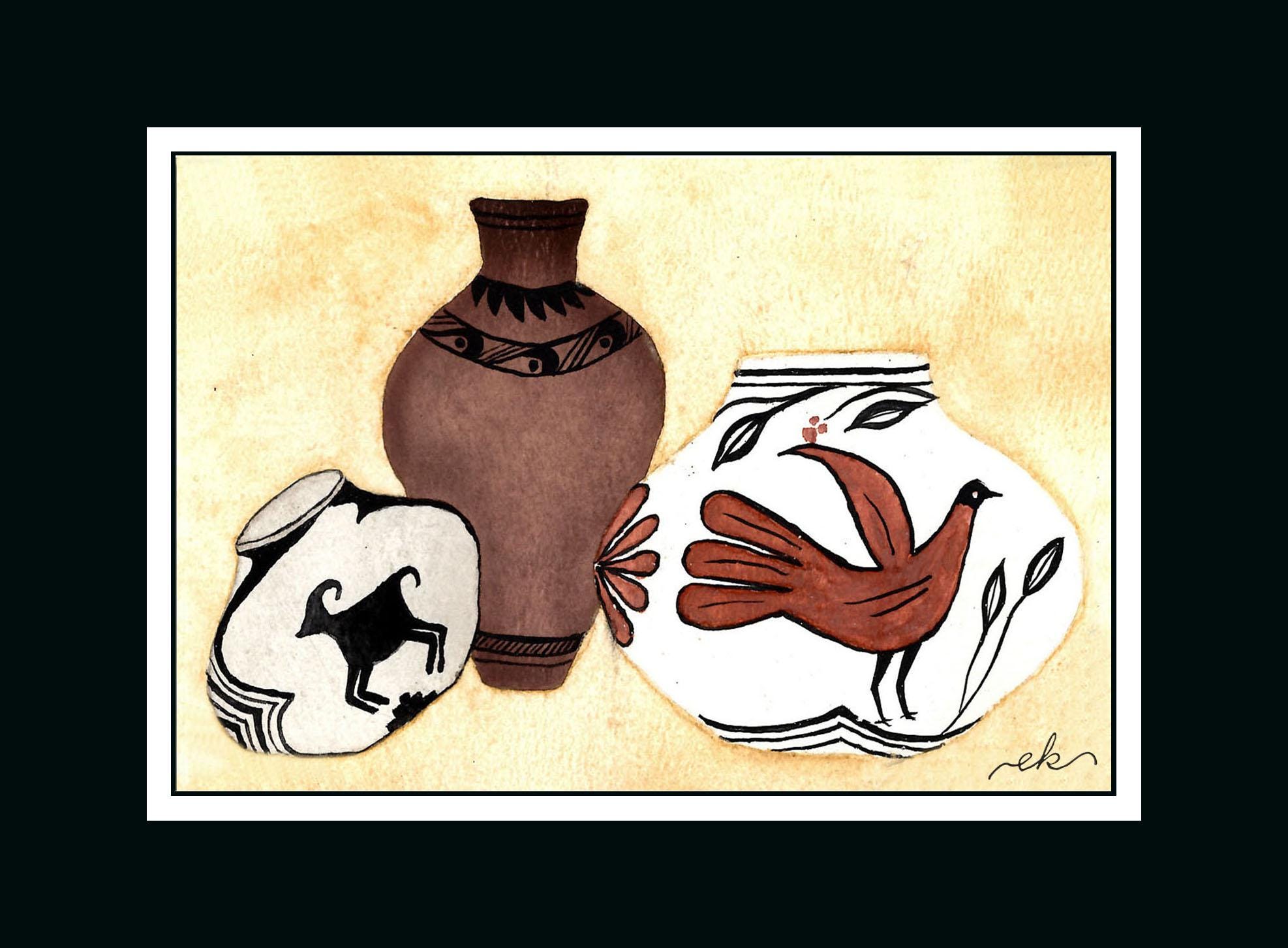 Southwest Pottery 5x7 Cards (set of 6) Blank Inside With Envelopes ...