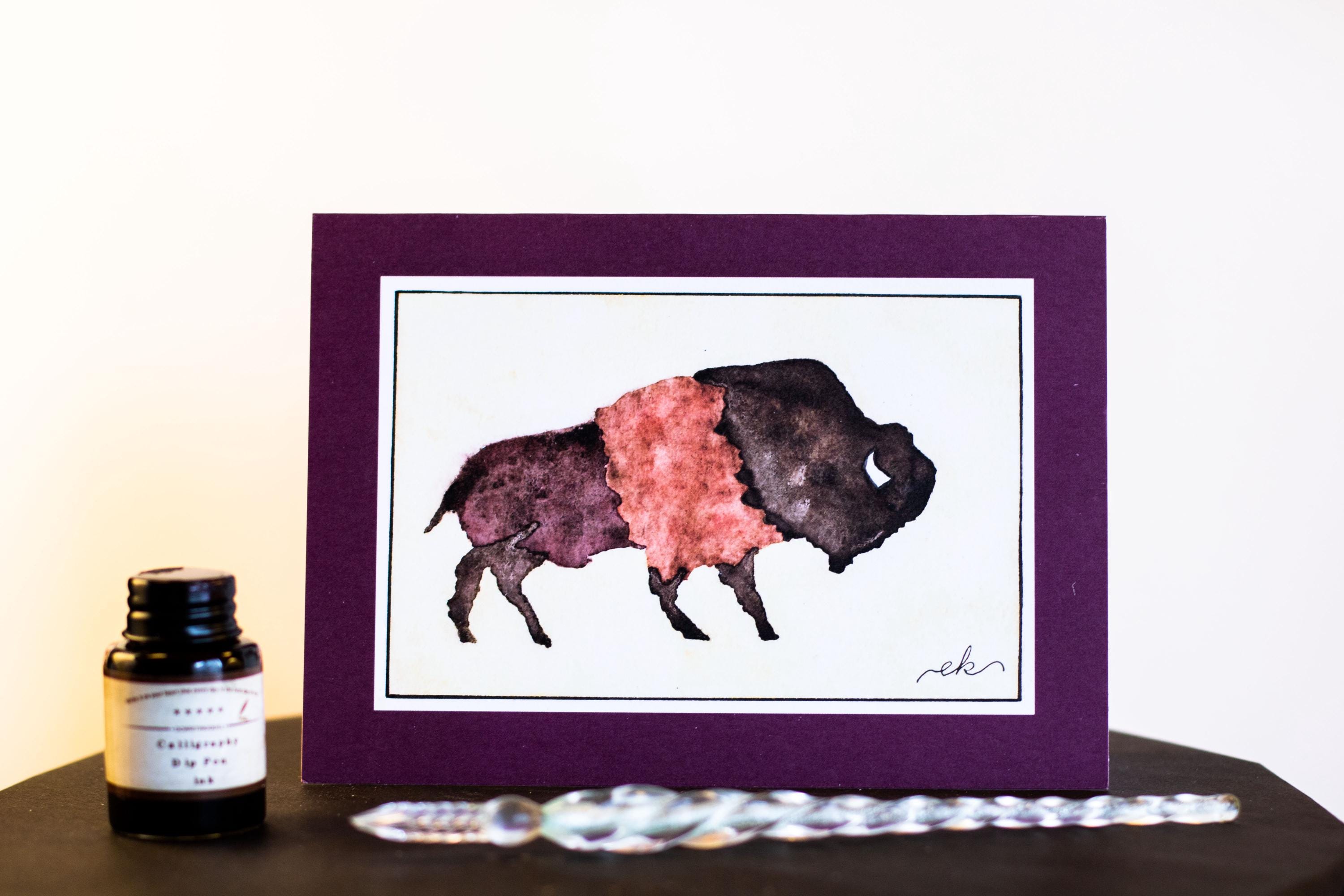 Bison Cards 5x7 (set of Three) Blank Inside With White Envelopes, Are ...