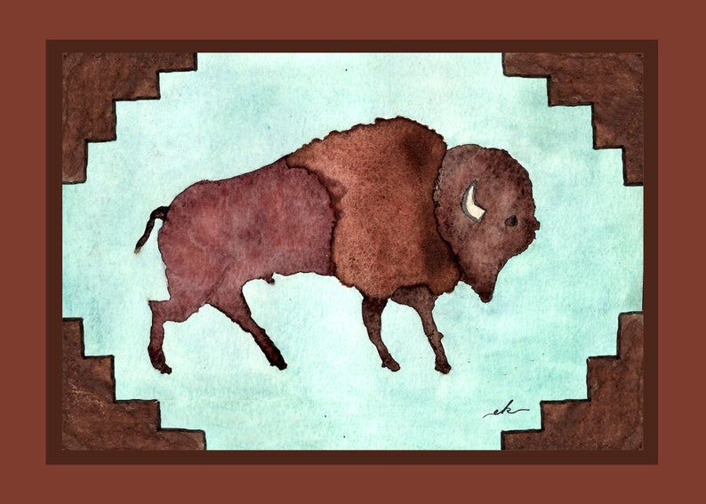 Bison Cards 5x7 (set of Three) Blank Inside With White Envelopes, Are ...