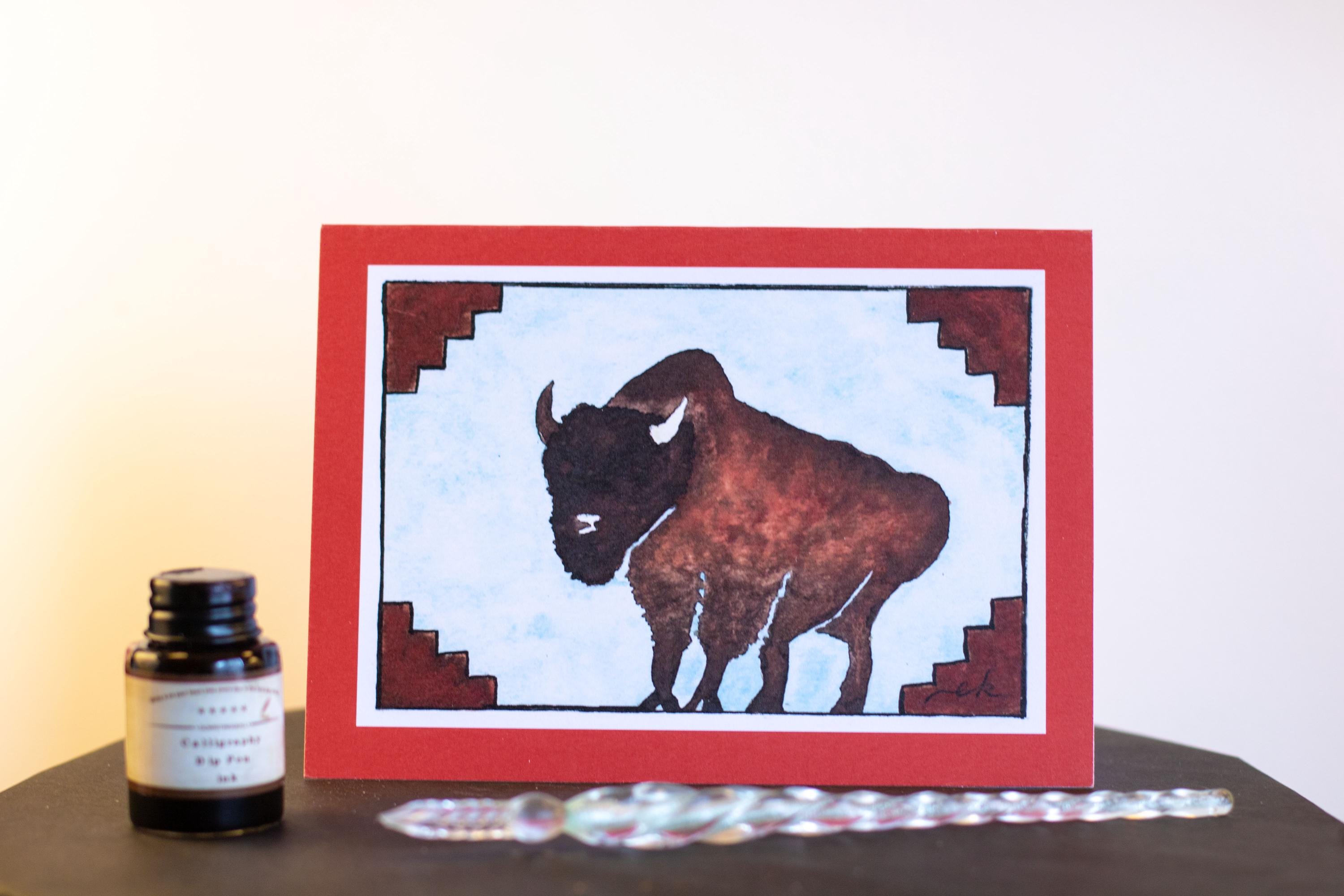 Bison Cards 5x7 (set of Three) Blank Inside With White Envelopes, Are ...