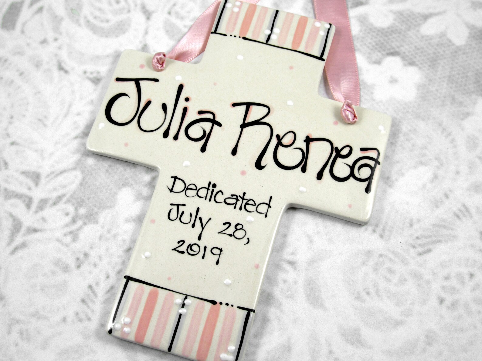 Personalized Baby Dedication Cross for Girls in Pink Coral - Etsy Nederland