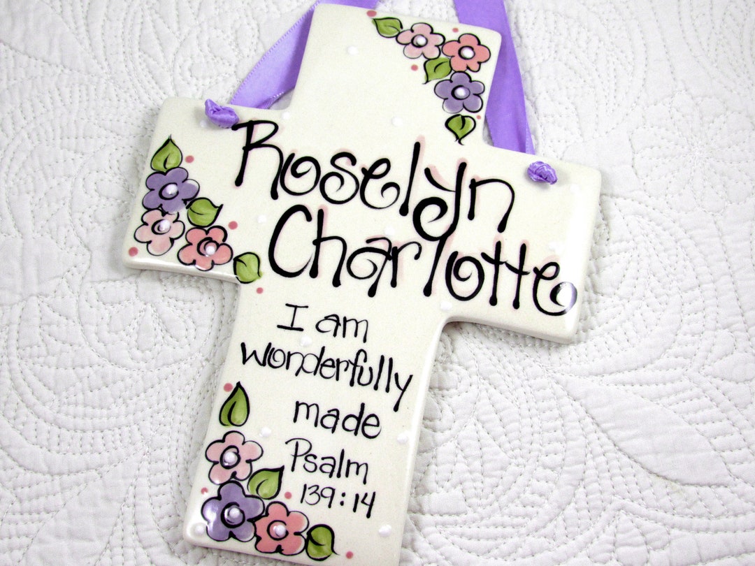 Personalized Baby Cross for Girls 'I Am Wonderfully Made' Psalm 139:14 ...