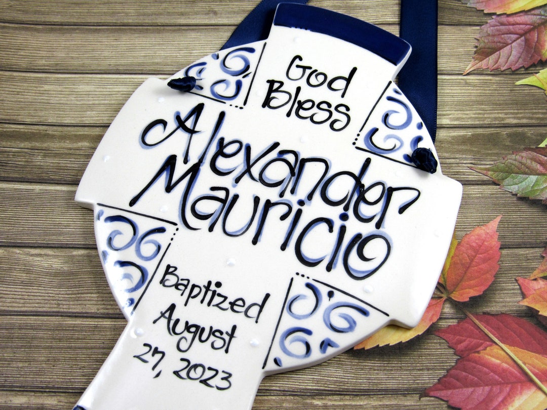 Baptism Cross for Boys in Blue Personalized - Etsy