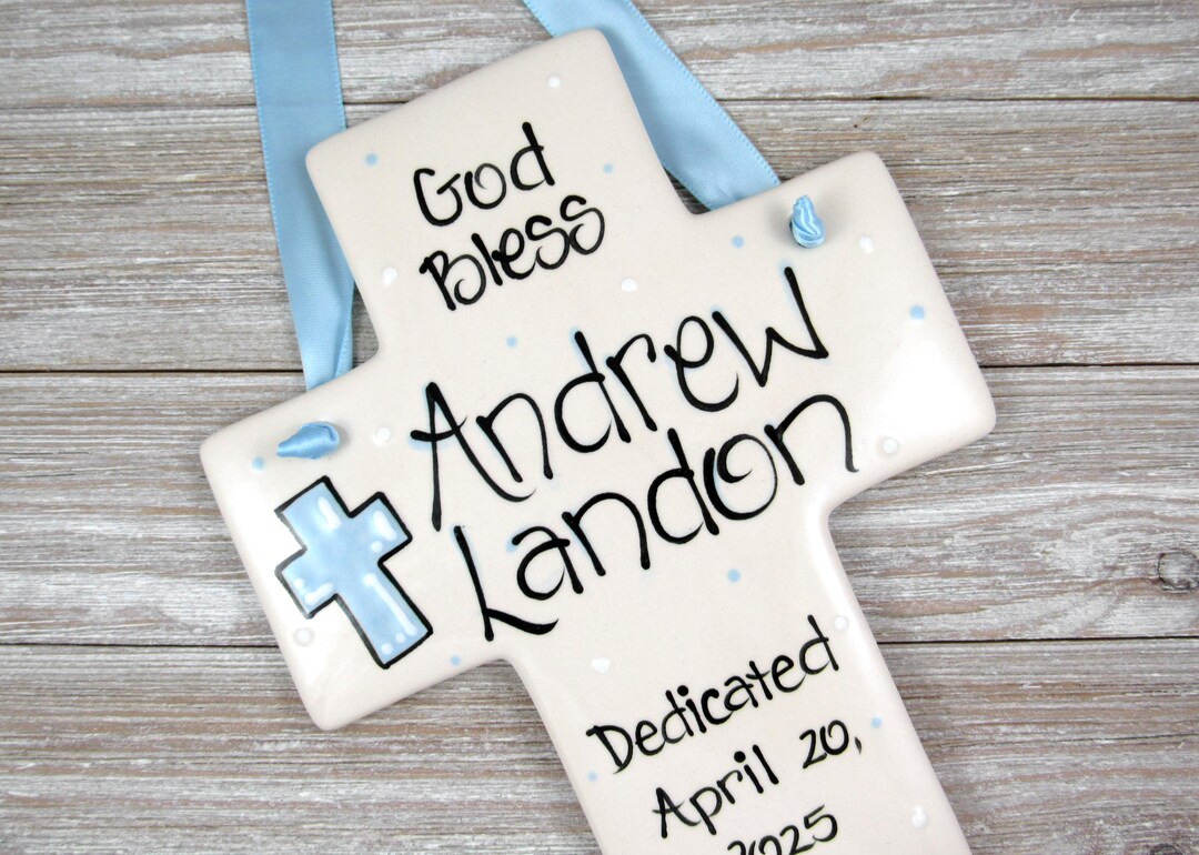 Personalized Baby Dedication Cross With Cross in Light Blue for Boys - Etsy