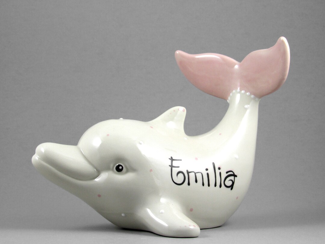 Personalized Piggy Bank in Pink // Dolphin Bank for Girls - Etsy
