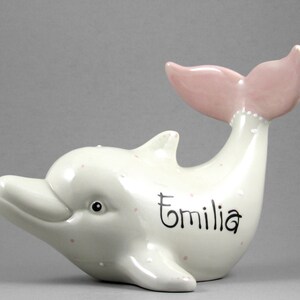 Personalized Piggy Bank in Pink // Dolphin Bank for Girls - Etsy