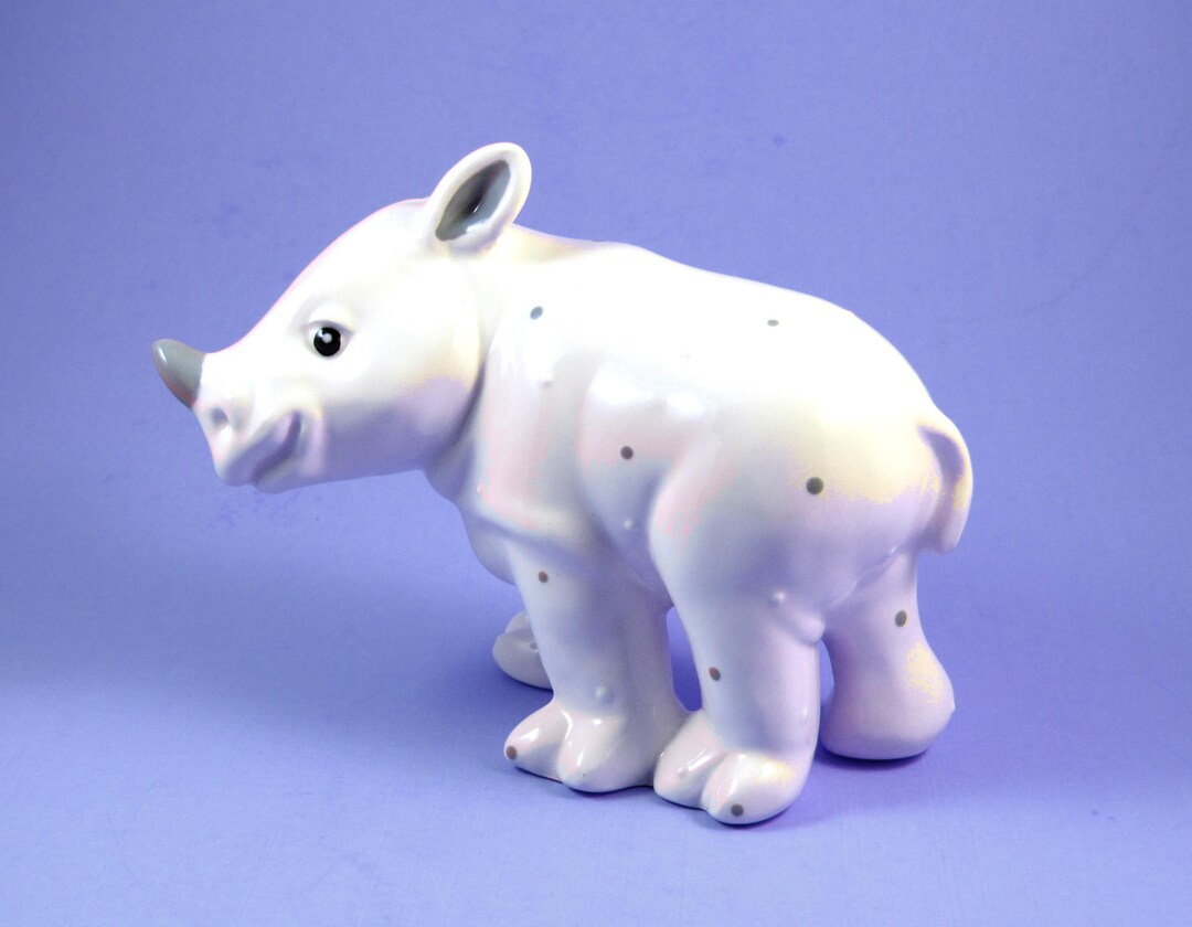 Birthday Cake Topper // Ceramic Rhino Figurine - Etsy