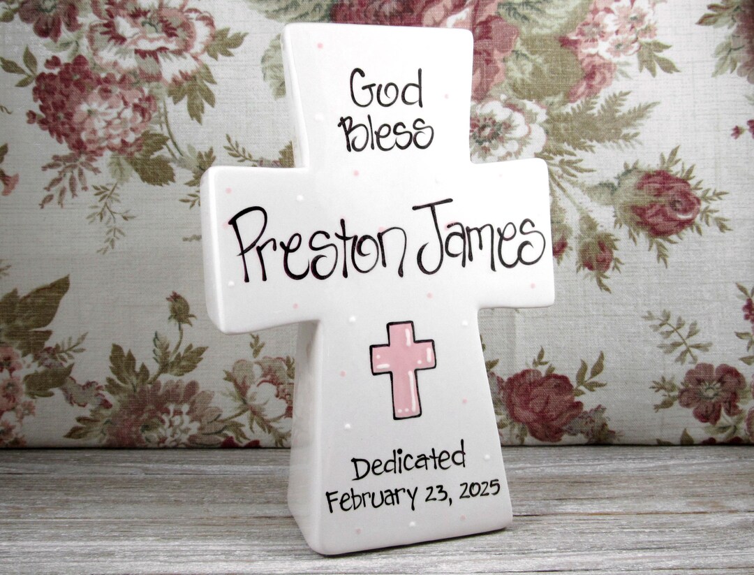 Personalized Baby Dedication Cross for Girls // Hand Painted Standing ...