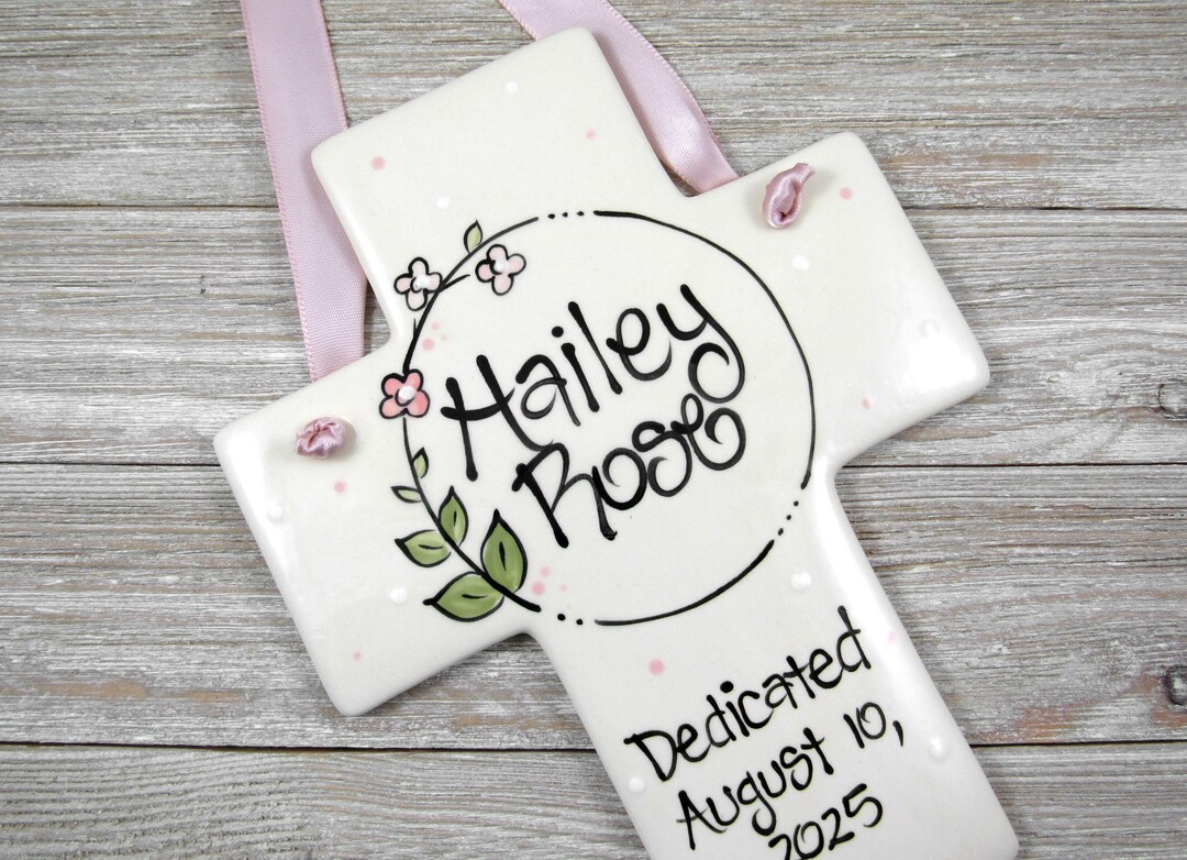Personalized Dedication Cross for Girls in Pink Gifts - Etsy