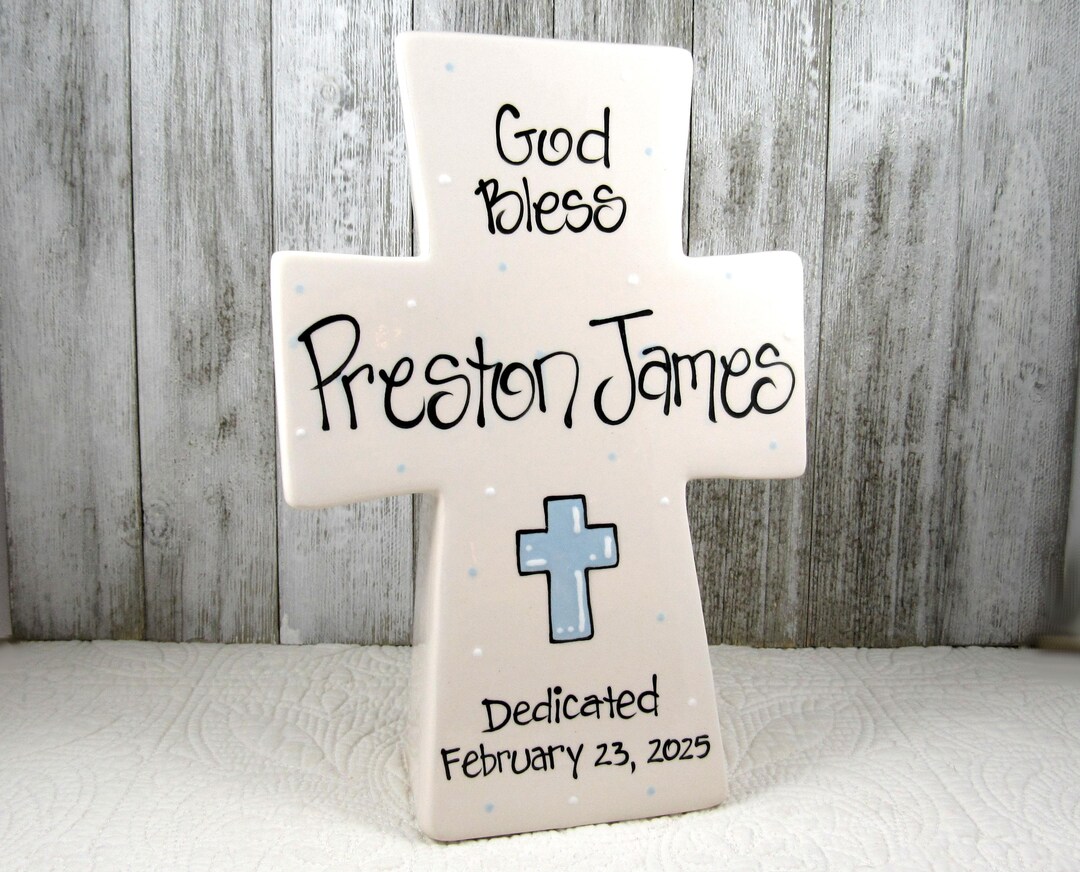 Personalized Baby Dedication Cross in Blue for Boys // Dedication Gifts ...