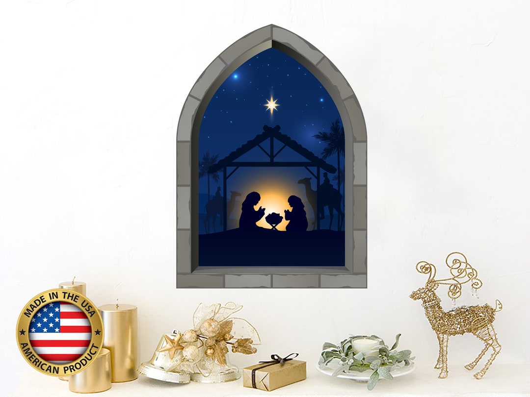 Nativity Scene Wall Decal for Christmas Decor. Holy Night Holiday Vinyl ...