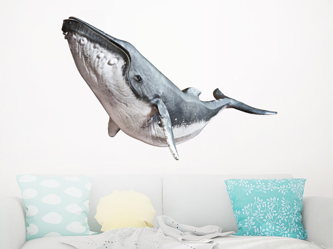 Whale Wall Decal. Sea Whale Ocean Wall Decal for Kids Room. Whale Vinul ...