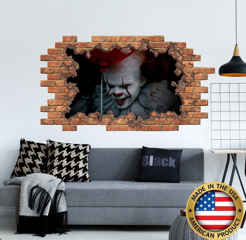 Pennywise Clown Wall Sticker. Halloween Wall Decal. 3D Window | Etsy