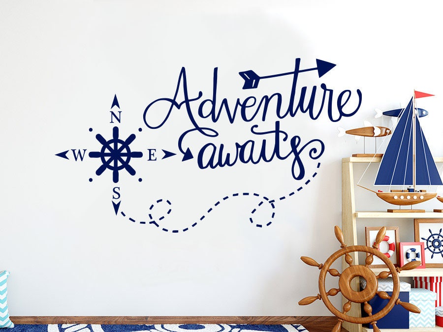 Adventure Awaits Wall Decals Vinyl Stickers Decal Nautical | Etsy
