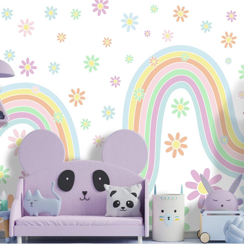 Rainbow Flower Wall - Etsy