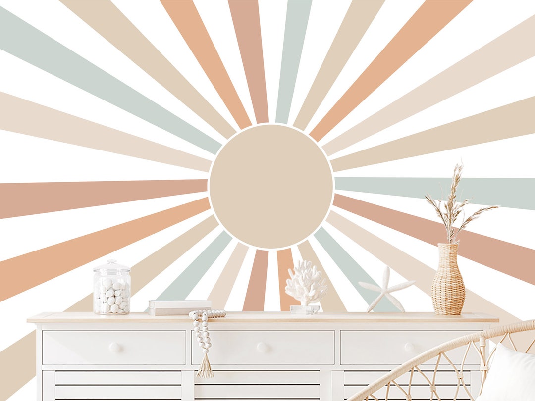 Boho Sun Wallpaper for Bohemian Room Removable. Sunshine - Etsy