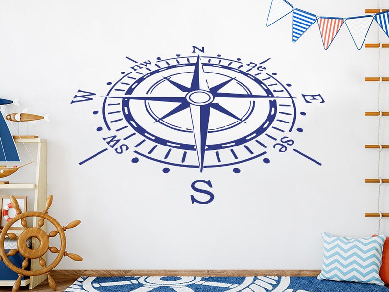 Nautical Compass Wall Decal Compass Rose Vinyl Sticker Ceiling - Etsy