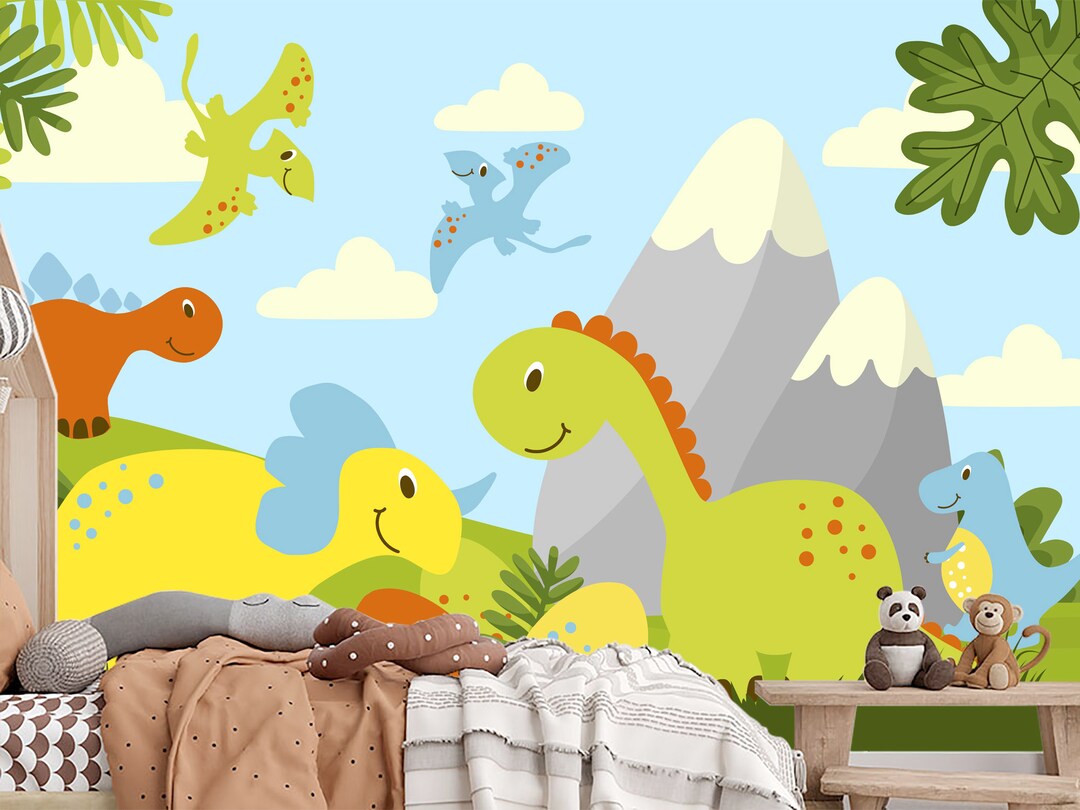 Dinosaurs Wallpaper for Toddler Kids Room Removable. Baby Dinosaurs ...