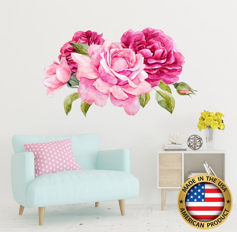 Flowers Wall Decal. Floral Watercolor Vinyl Stickers. Flowers | Etsy